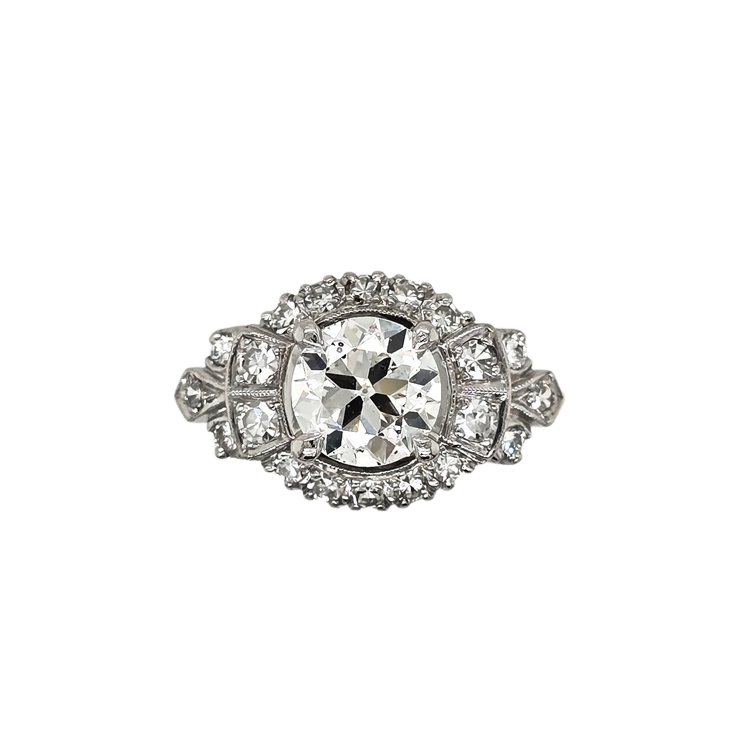 Antique Platinum Diamond Engagement Ring — Jon Thomas Fine Jewelry