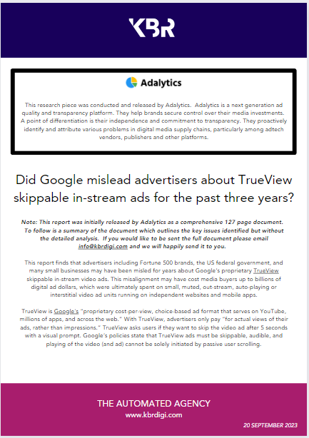 Did Google Mislead Advertisers About Trueview Skippable YouTube Ads? — KBR