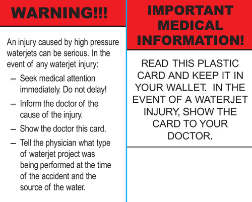 Medical Information Card — WAZER Support | The First Desktop Waterjet.