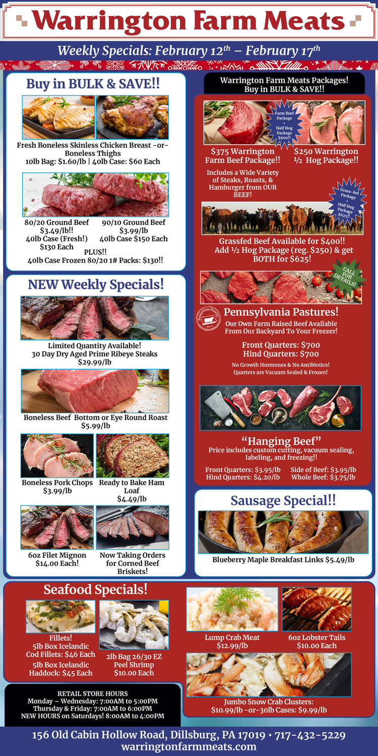 Warrington Farm Meats Weekly Specials — Warrington Farm Meats