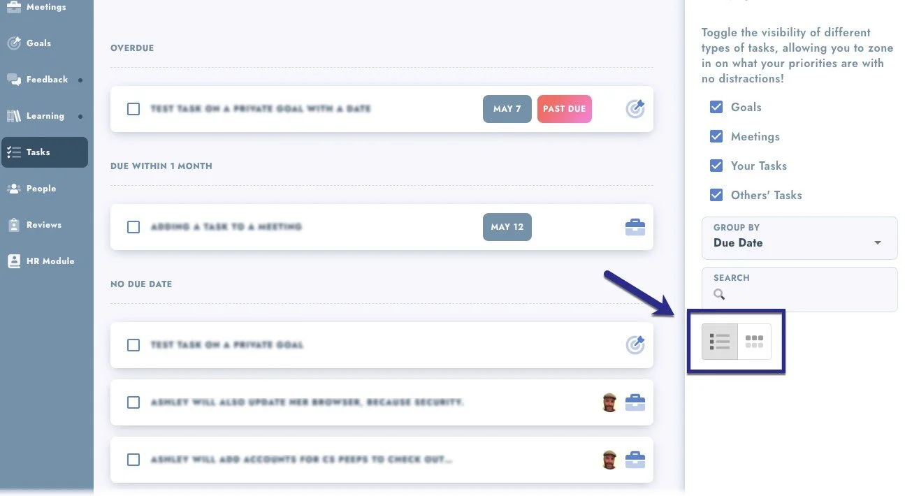 New List Toggle in Tasks