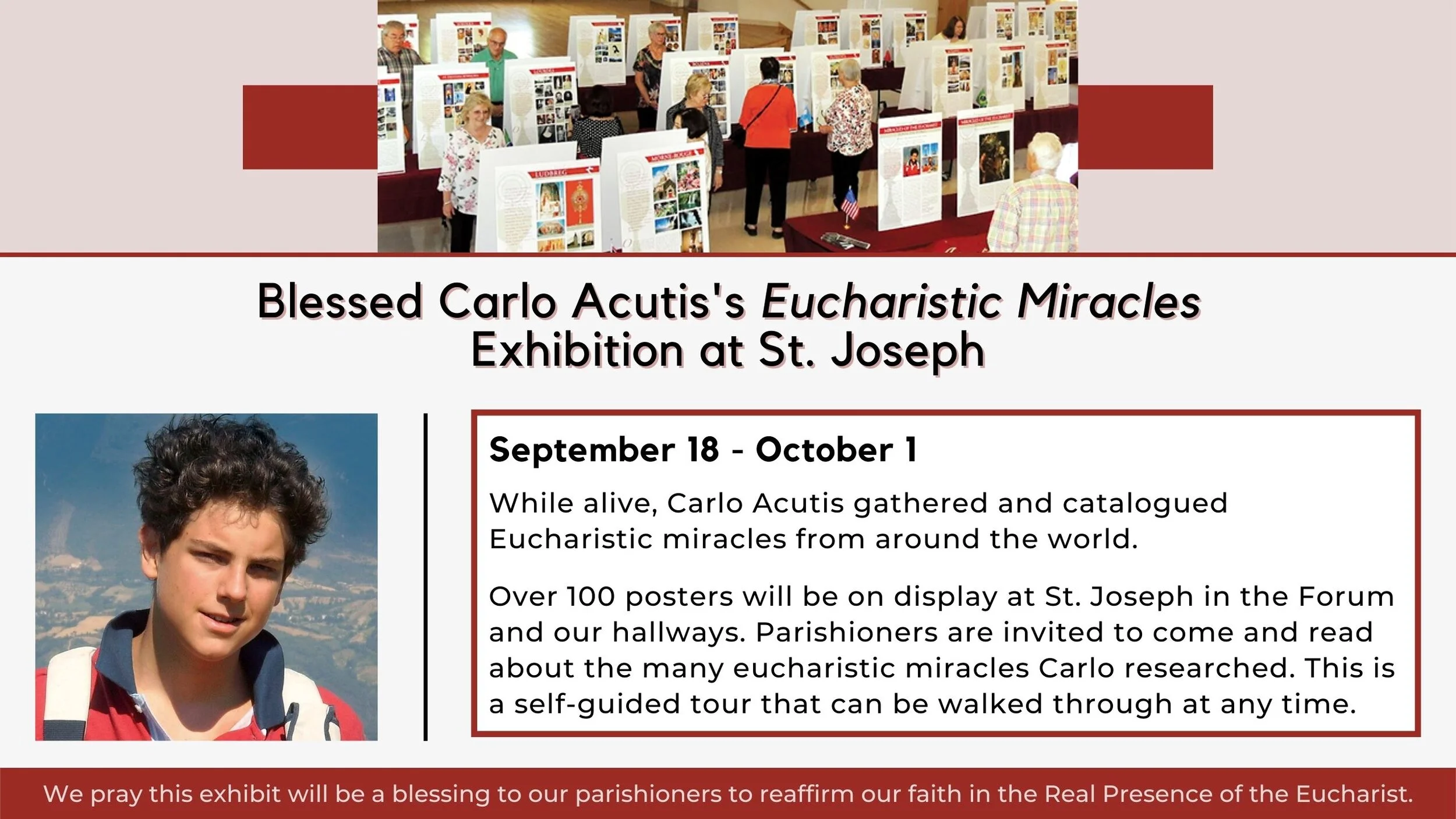 Blessed Carlo Acutis's Eucharistic Miracles Exhibition at St. Joseph ...