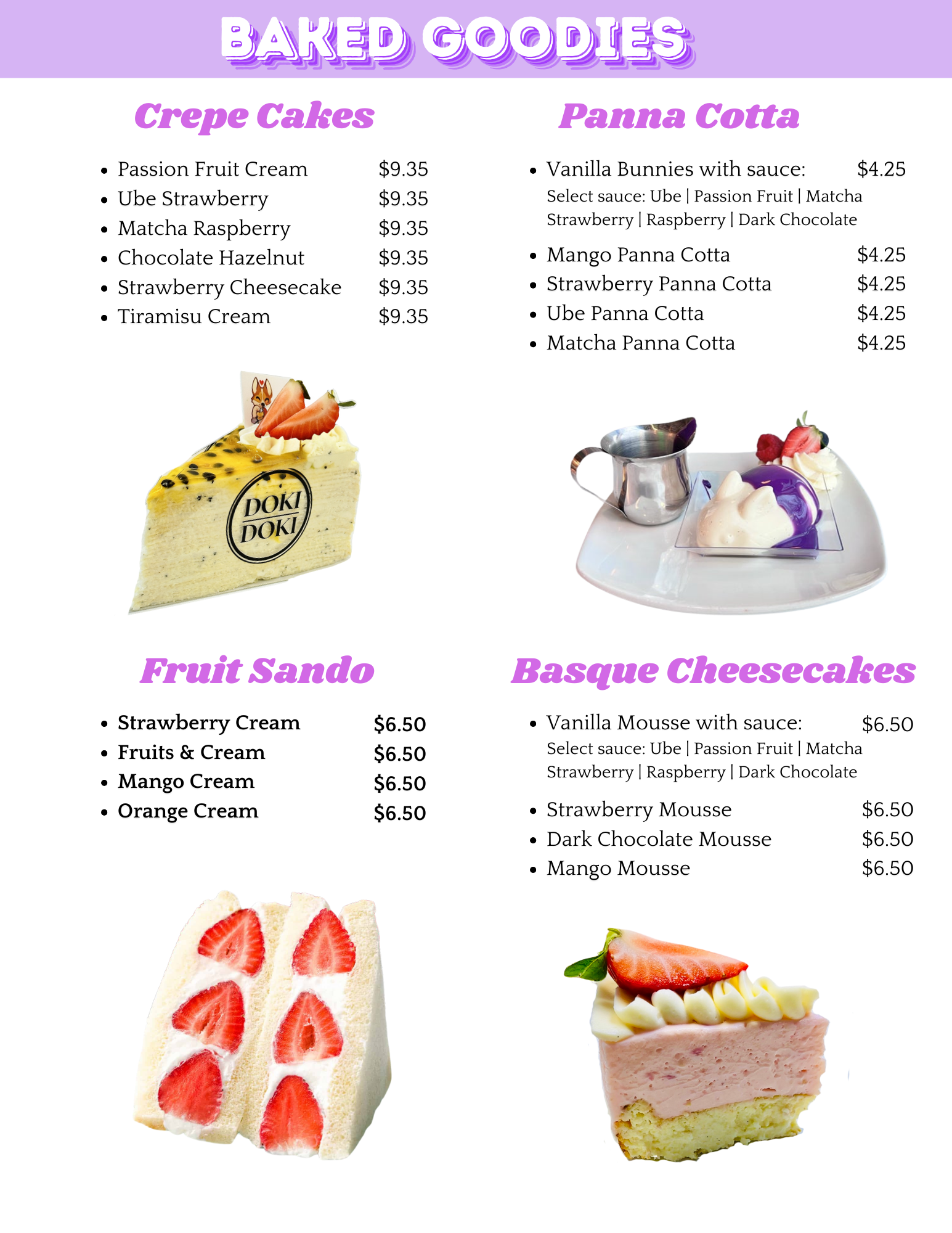 Menus — Doki Doki Dessert Cafe