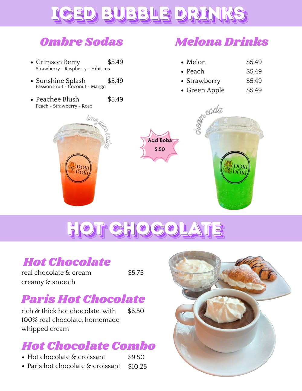 Menus — Doki Doki Dessert Cafe