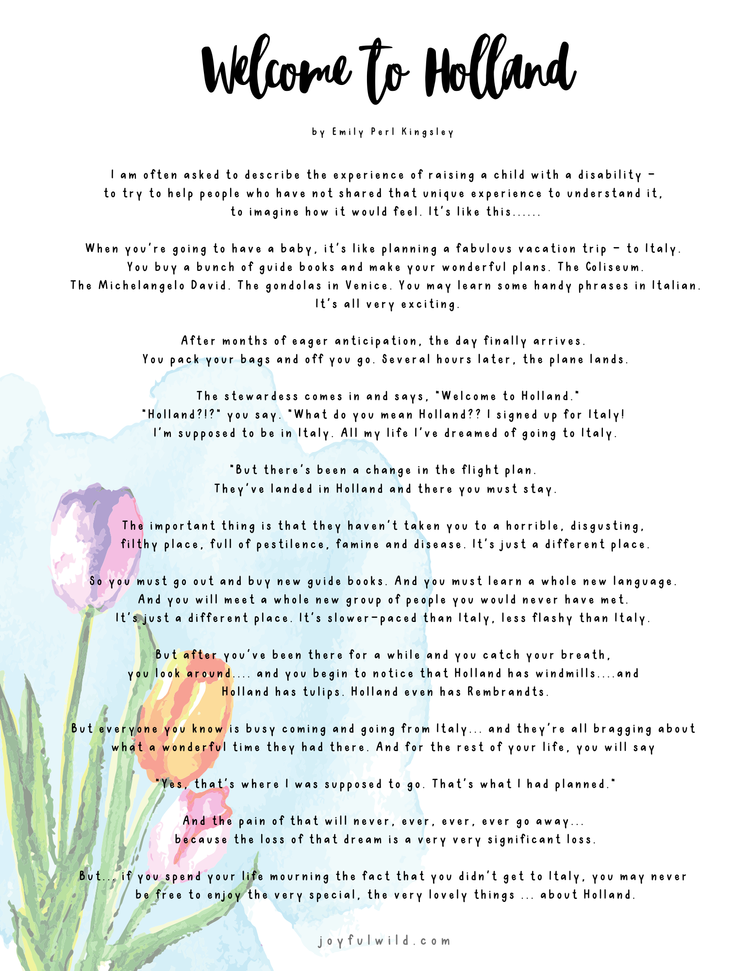 Becoming a Special Needs Parent, Welcome to Holland — Joyful Wild