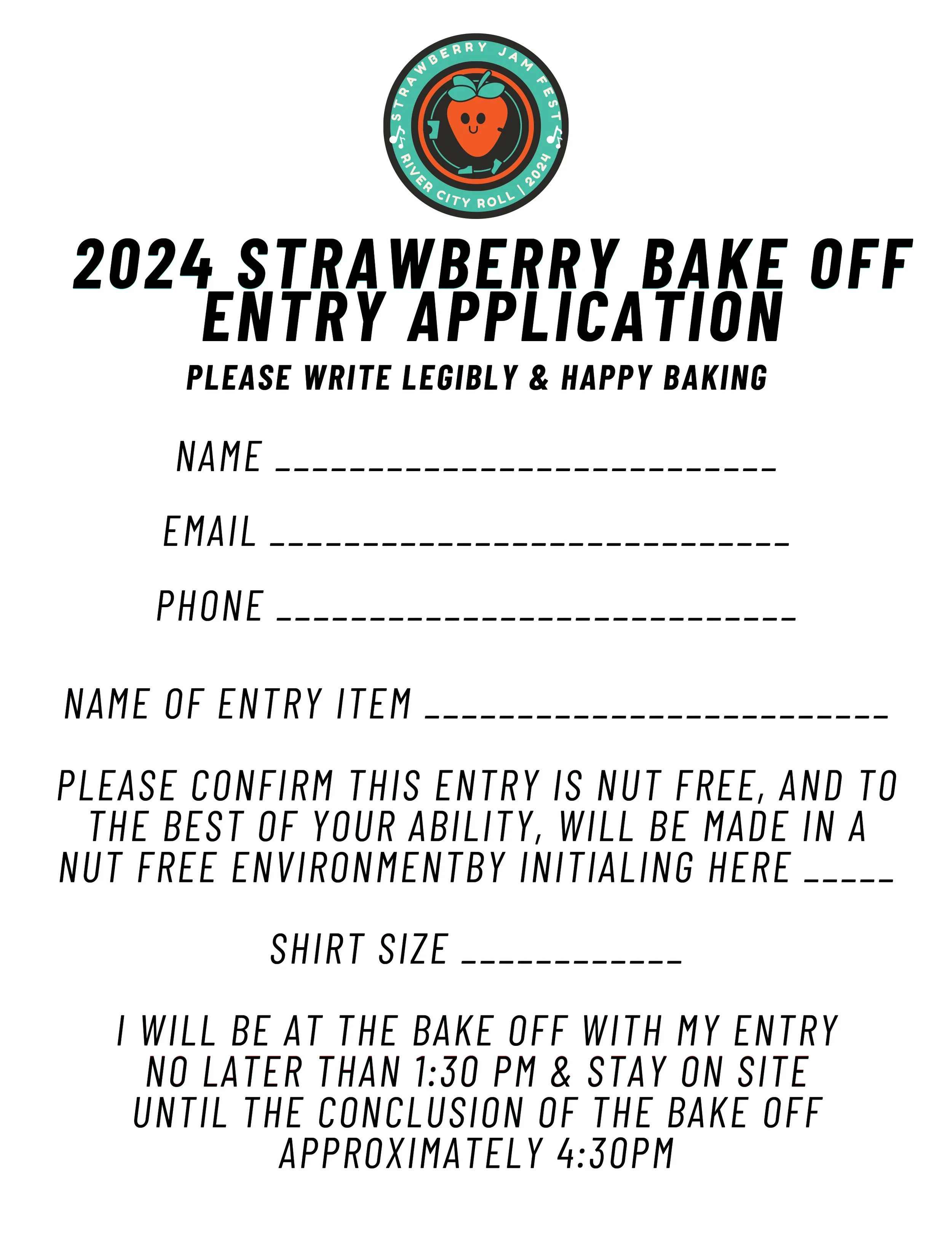 Strawberry Bake Off Sign Up — River City Roll
