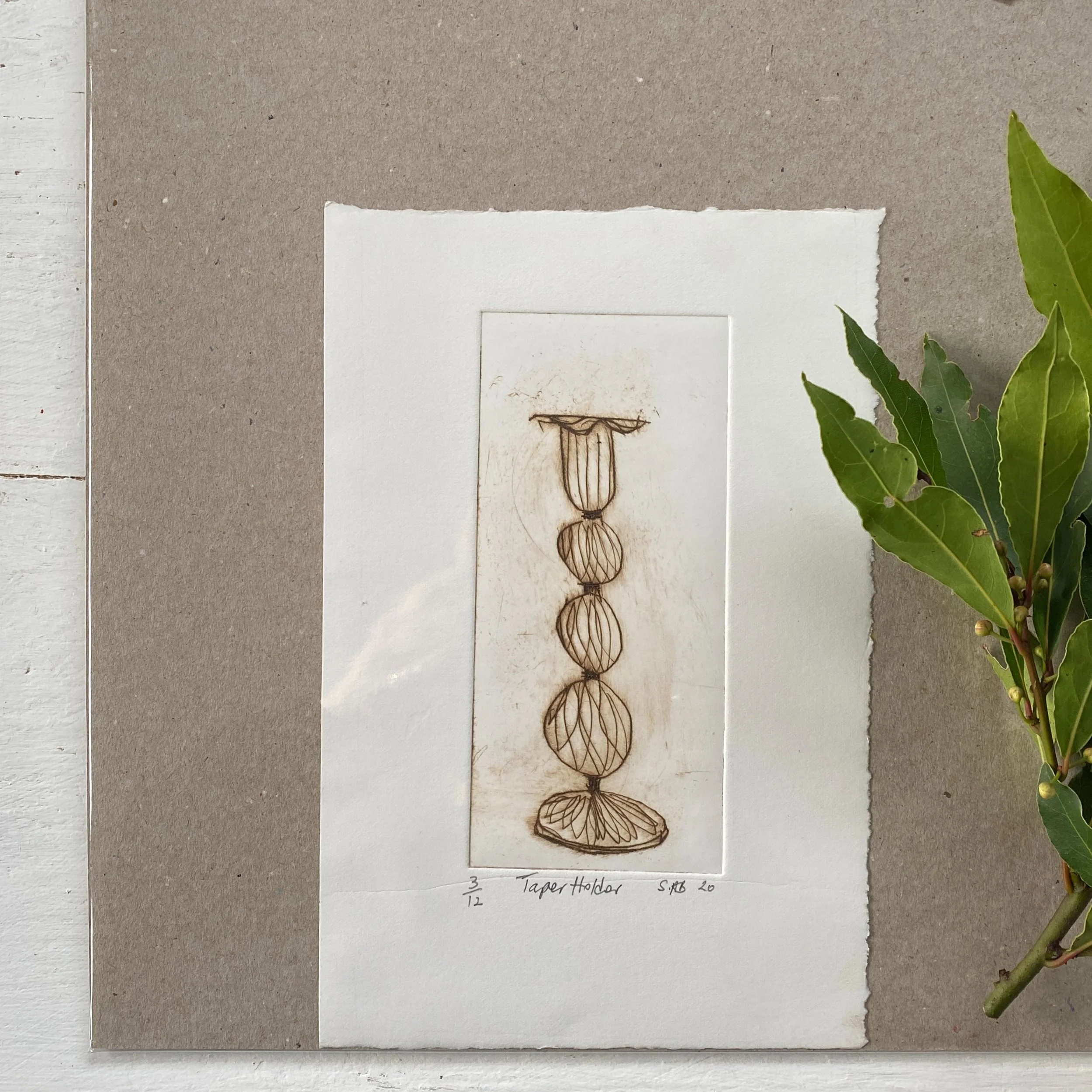 'Taper Holder' Intaglio Drypoint Print — Samantha Barnes