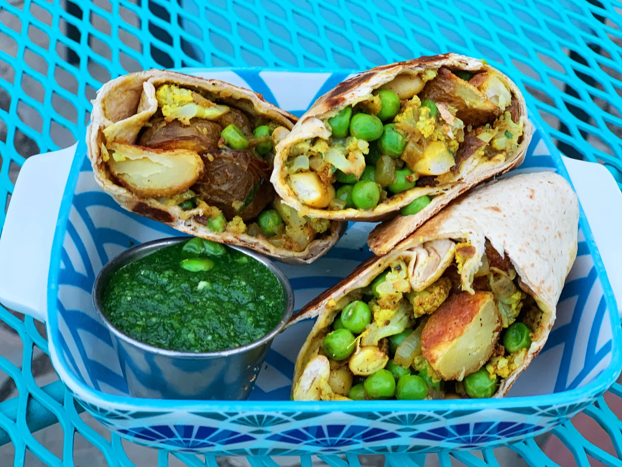 Grilled Samosa Wraps with Cilantro Mint Chutney — OKCVEGGIE ...