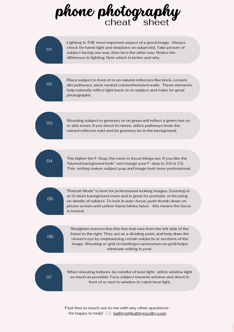 Portrait Photography Cheat Sheet