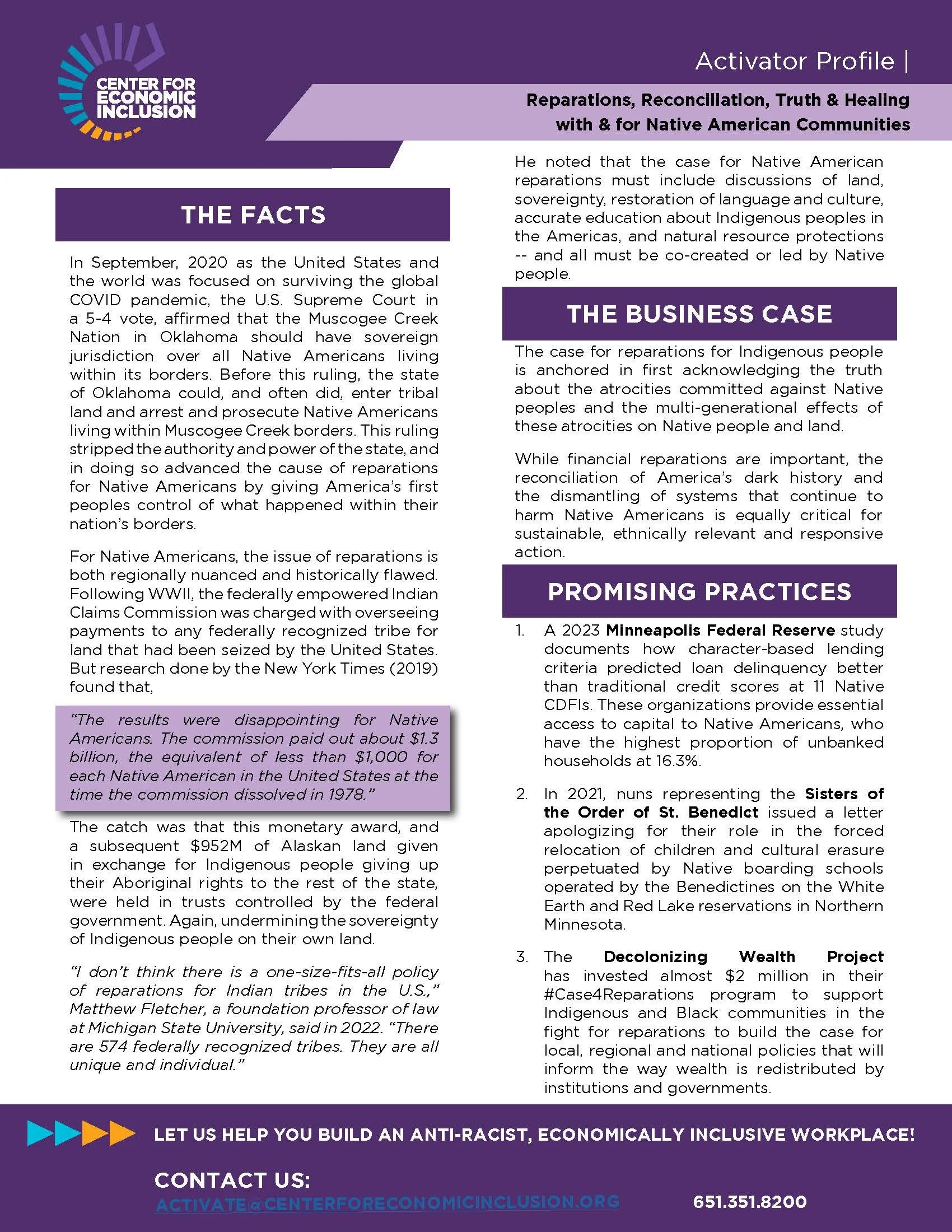 Activator Brief- Reparations and Reconciliation with and for Native ...