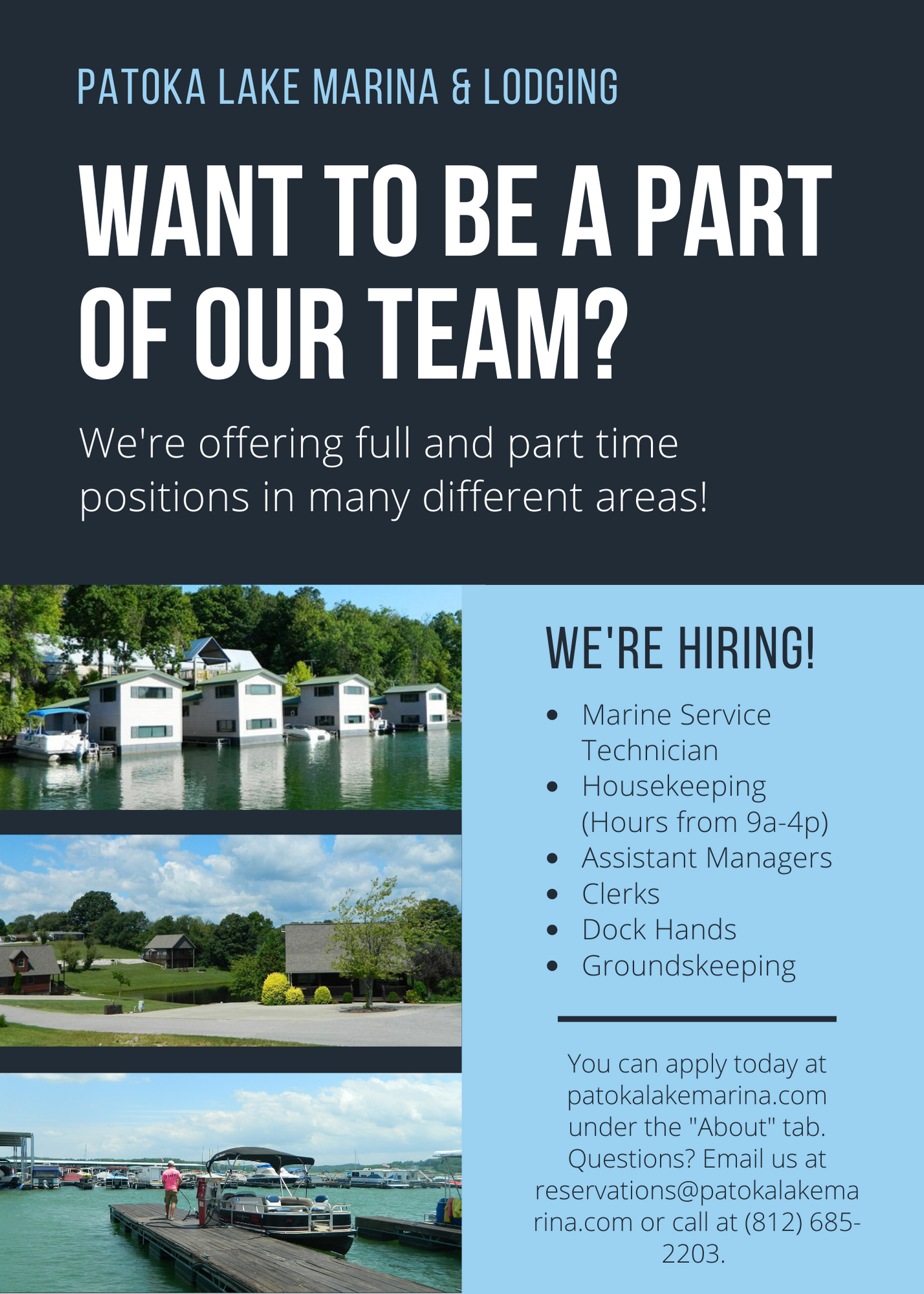 Employment Application — Patoka Lake Marina & Lodging