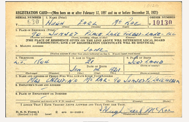 LT Hugh Earl McRae, 1942 — Lake Forest American Legion
