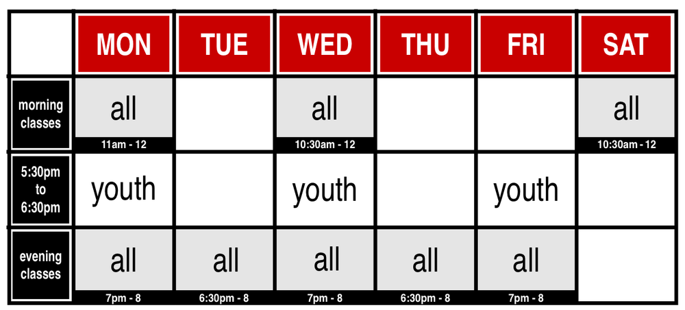 Class Schedule & Calendar - Kim Soo Karate