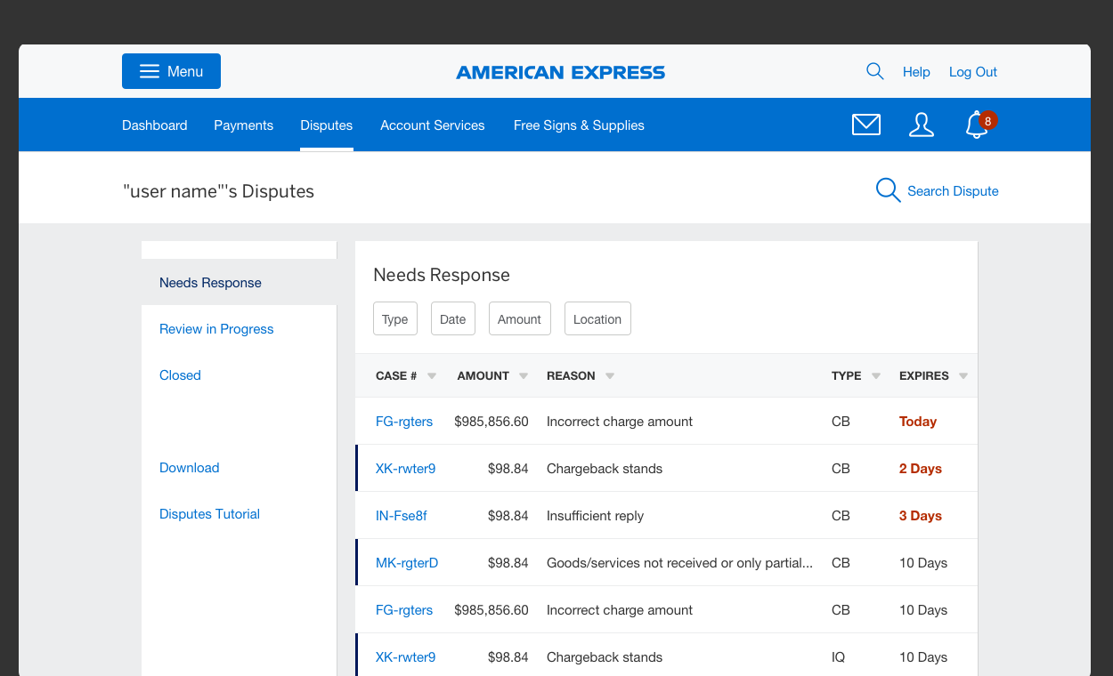 AMEX - Merchant Disputes — Douglas J Choi