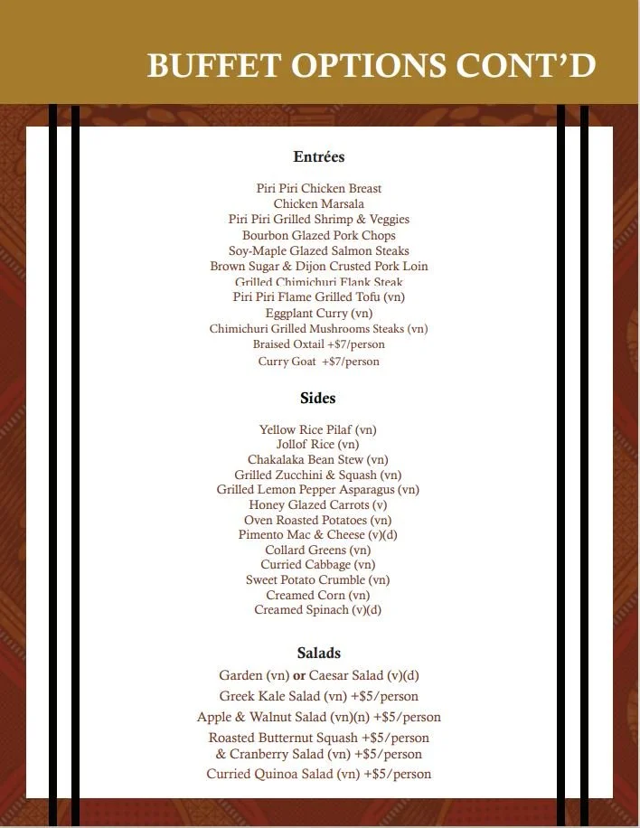 catering menu — Zweli's
