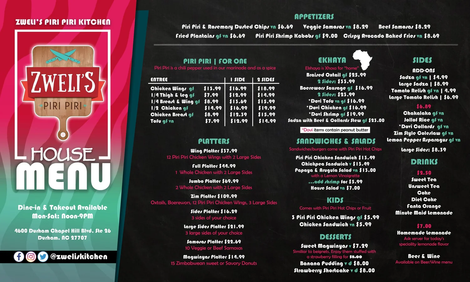 House Menu — Zweli's