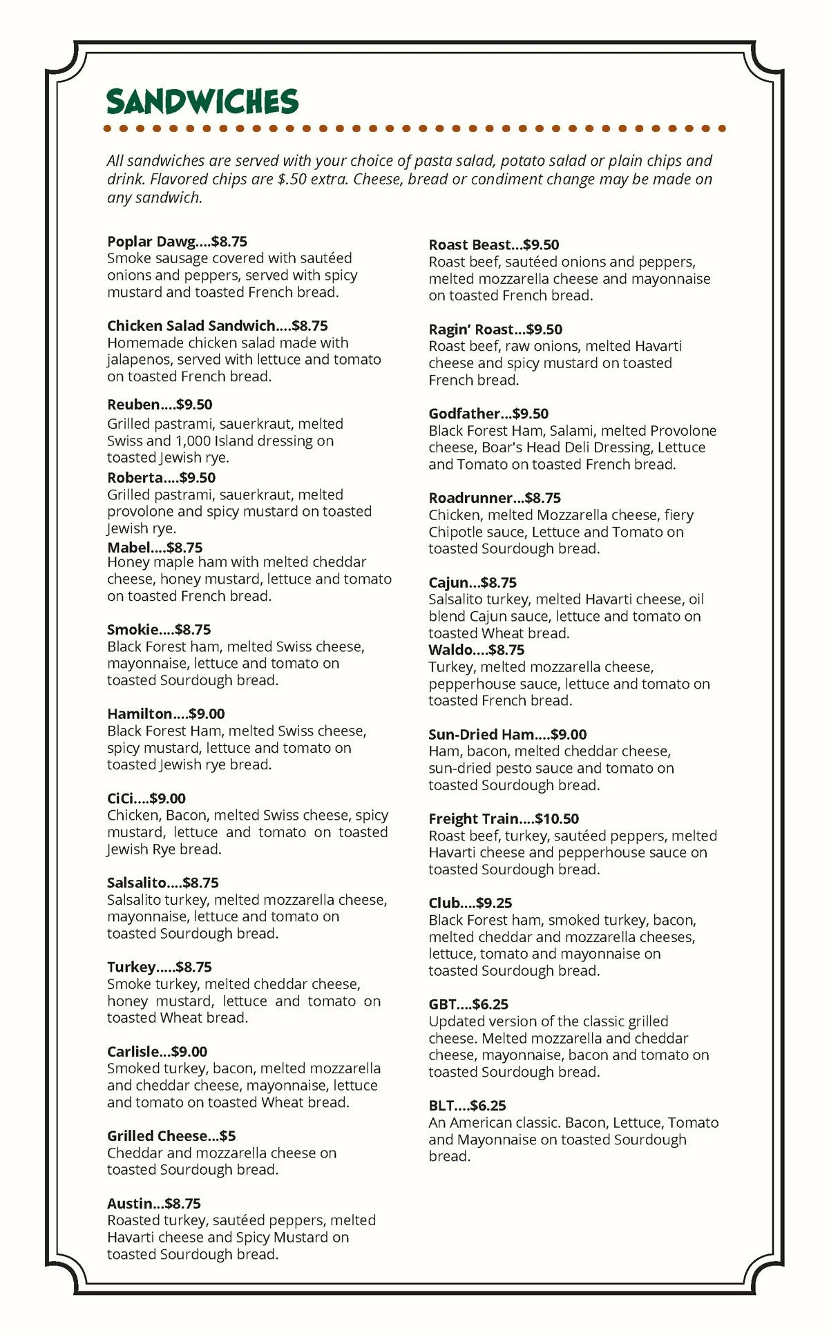 Online Menu — Poplar Dawg's Eatery