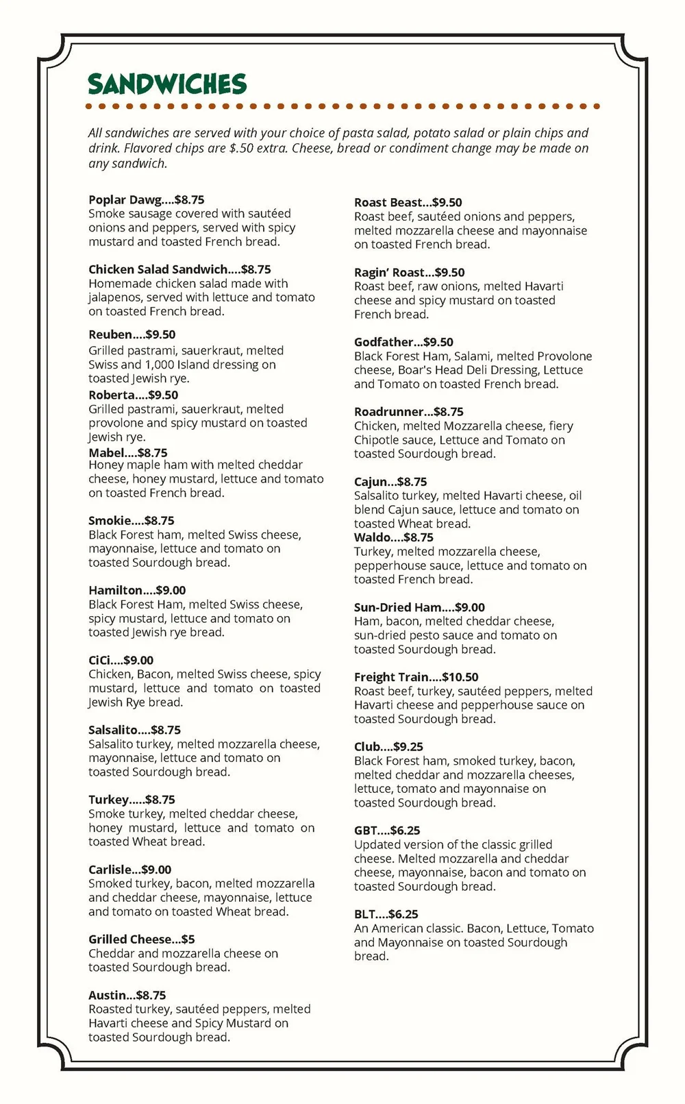 Online Menu — Poplar Dawg's Eatery