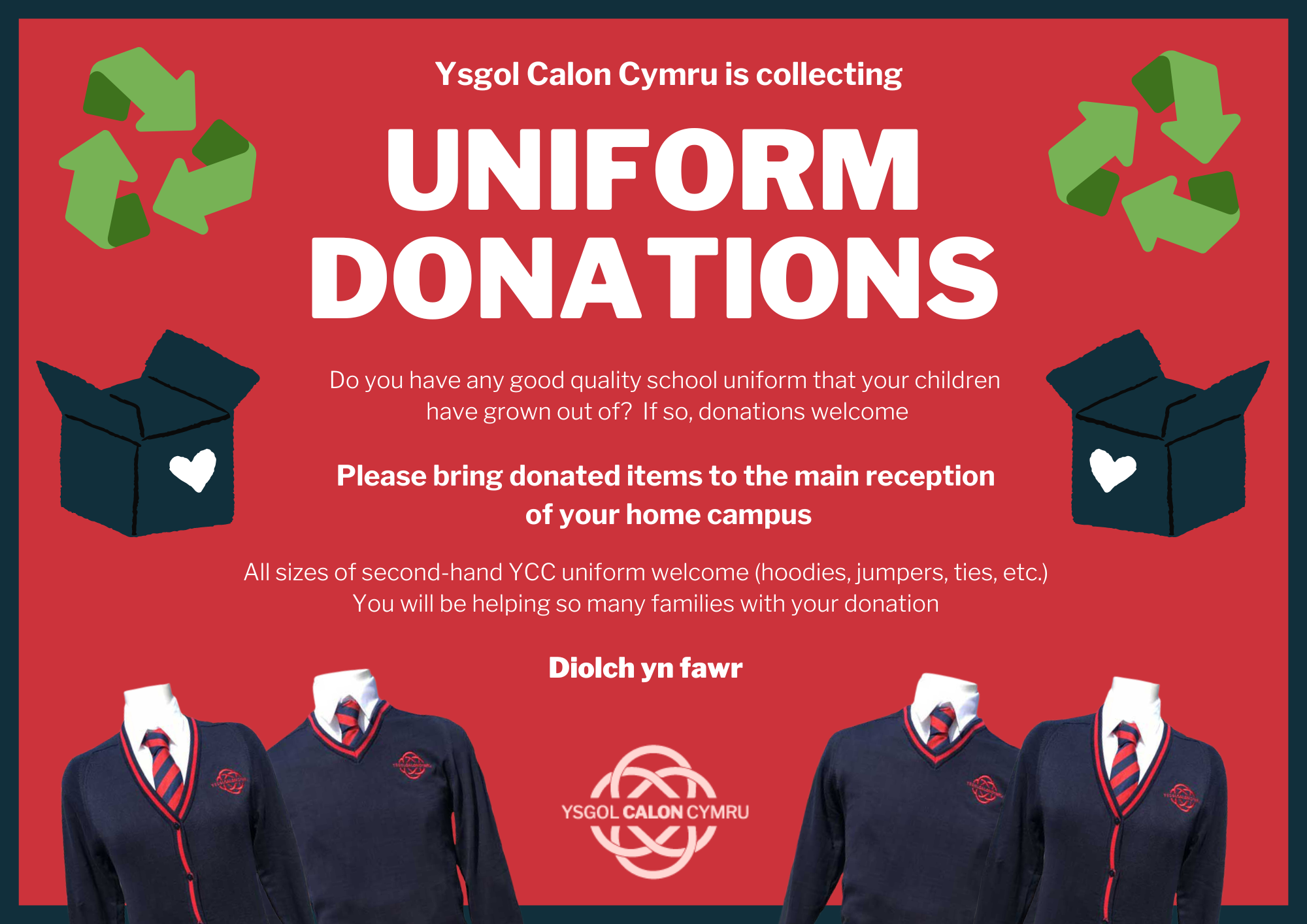 Uniform Donations Rhoddion O Wisg Ysgol Ysgol Calon Cymru