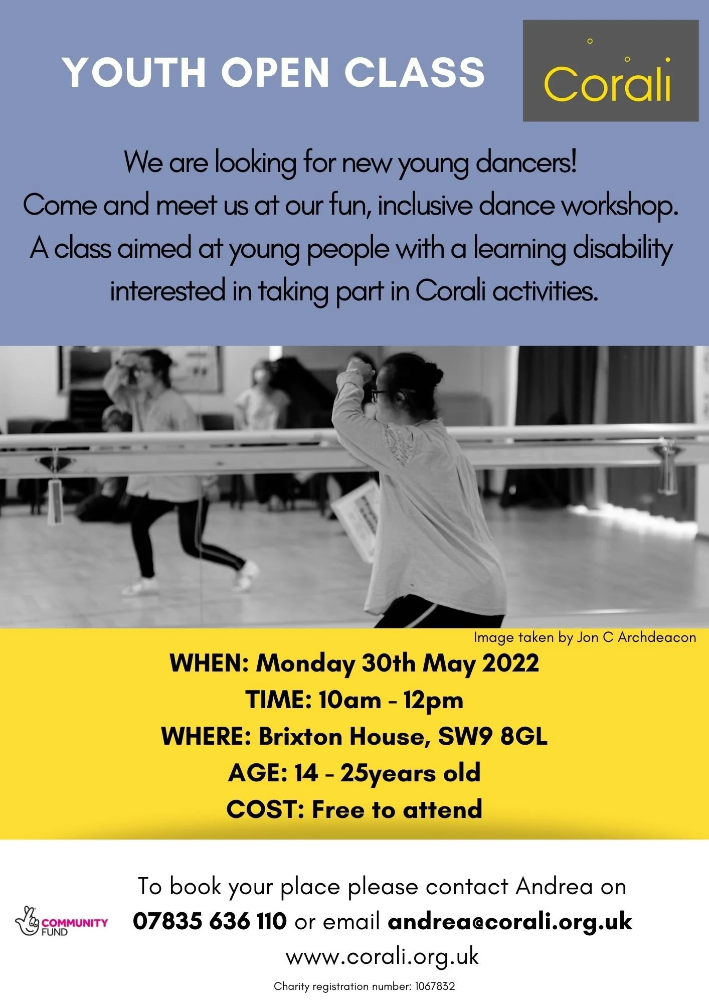 Two open classes taking place at Brixton House — Corali