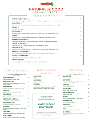 Menu — Naturally Good Foods