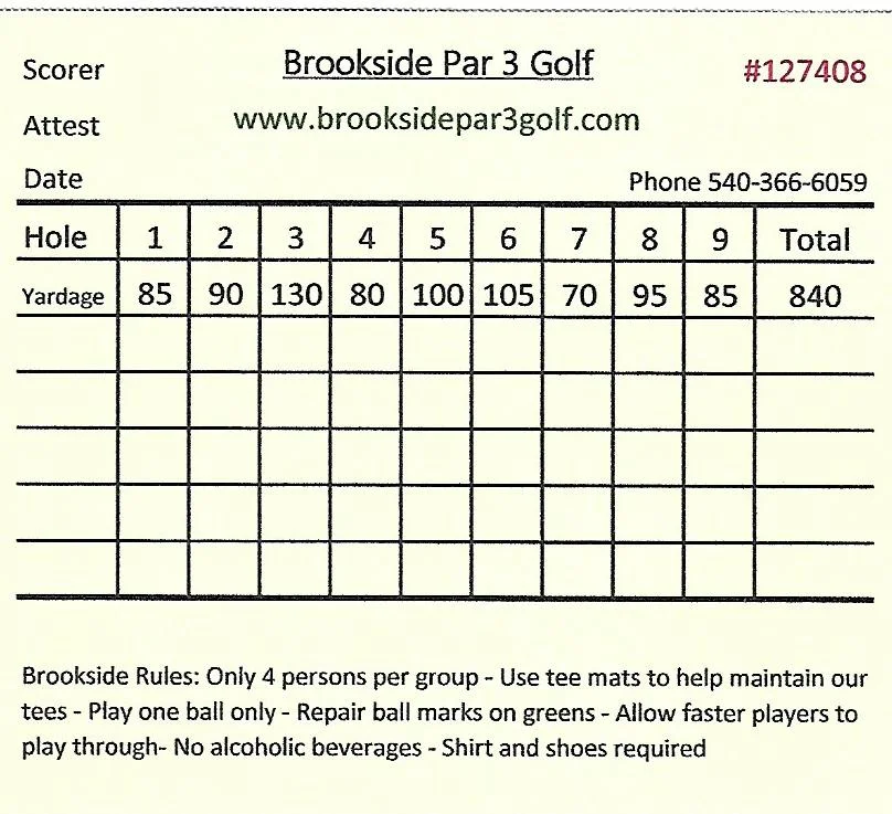 Course Layout — Brookside Par 3 Golf Course