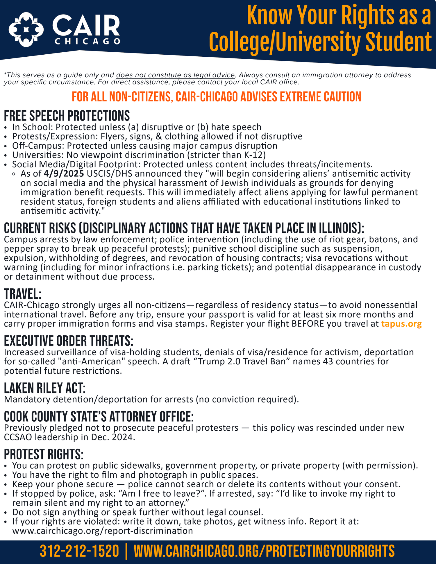 NEW! One-Pager “Know Your Rights” As a College/University Student ...