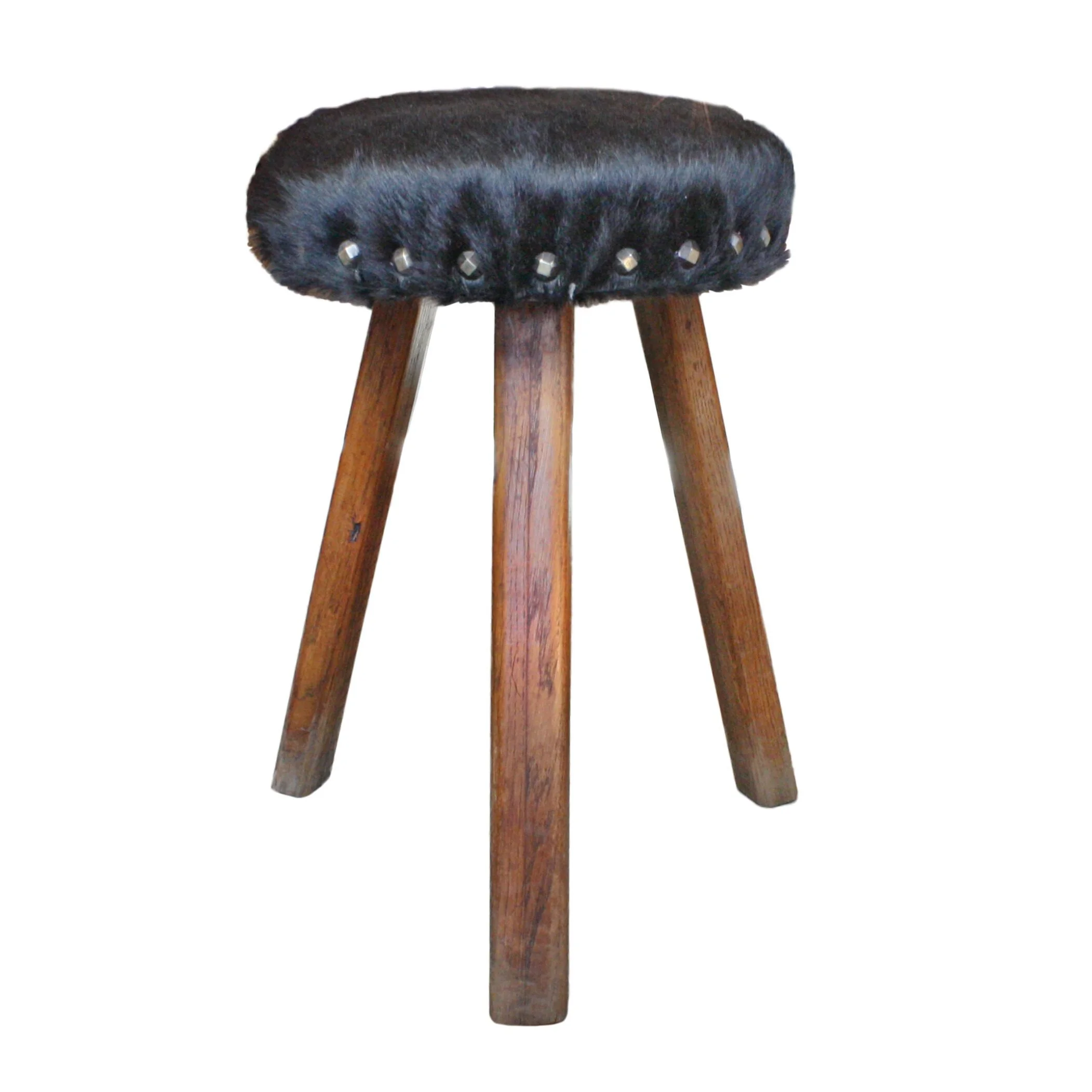 Small Pine Stool with Hide — Zocalo Casa + Jardin