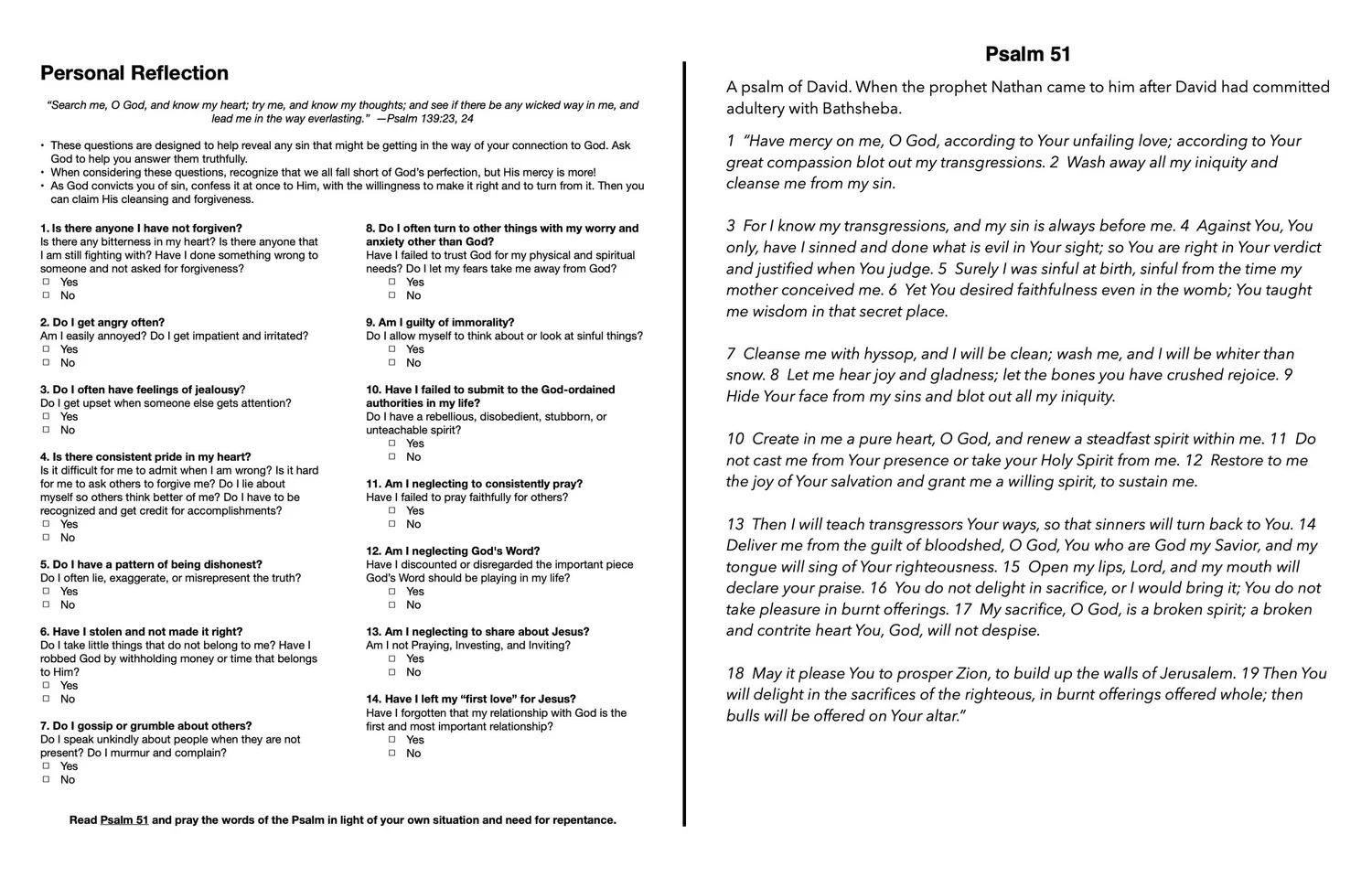 Personal Reflection — Bridgewater Church