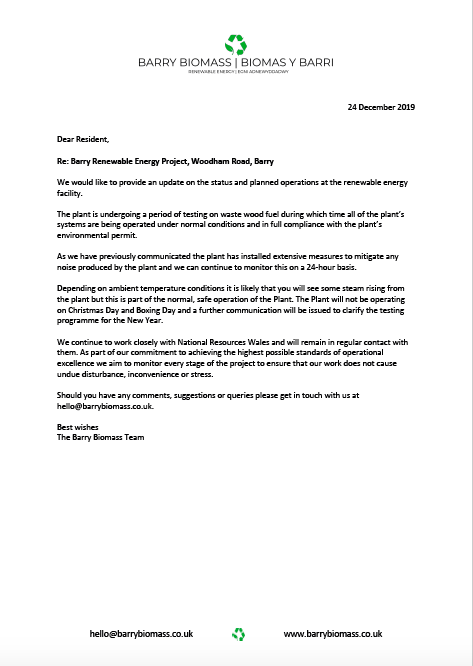 welsh newsletters — Barry Biomass