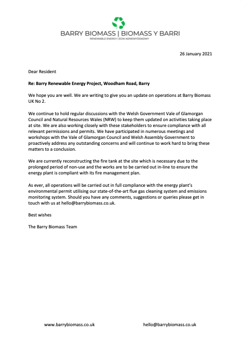 welsh newsletters — Barry Biomass