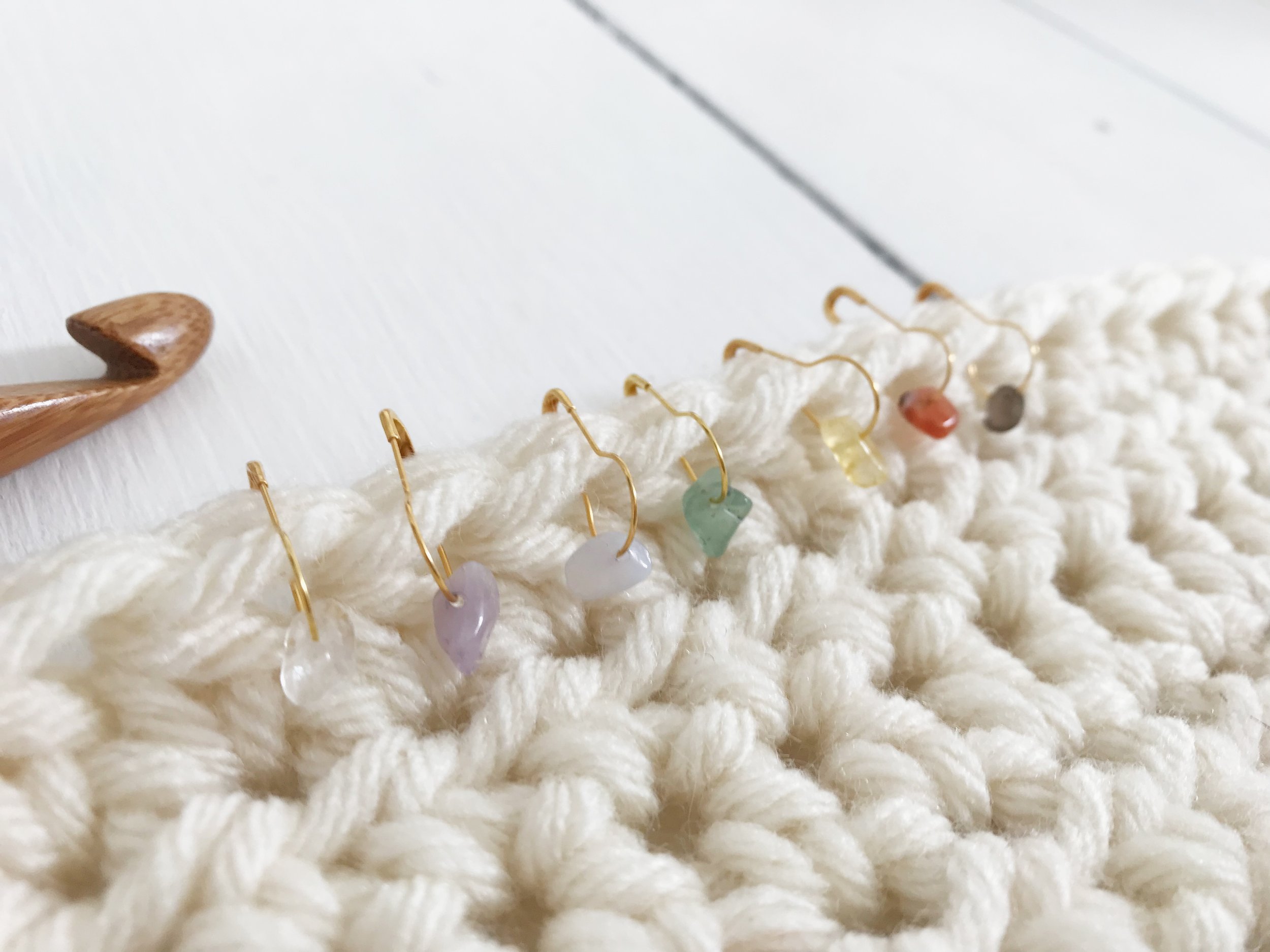 Black Obsidian crystal stitch markers — logii