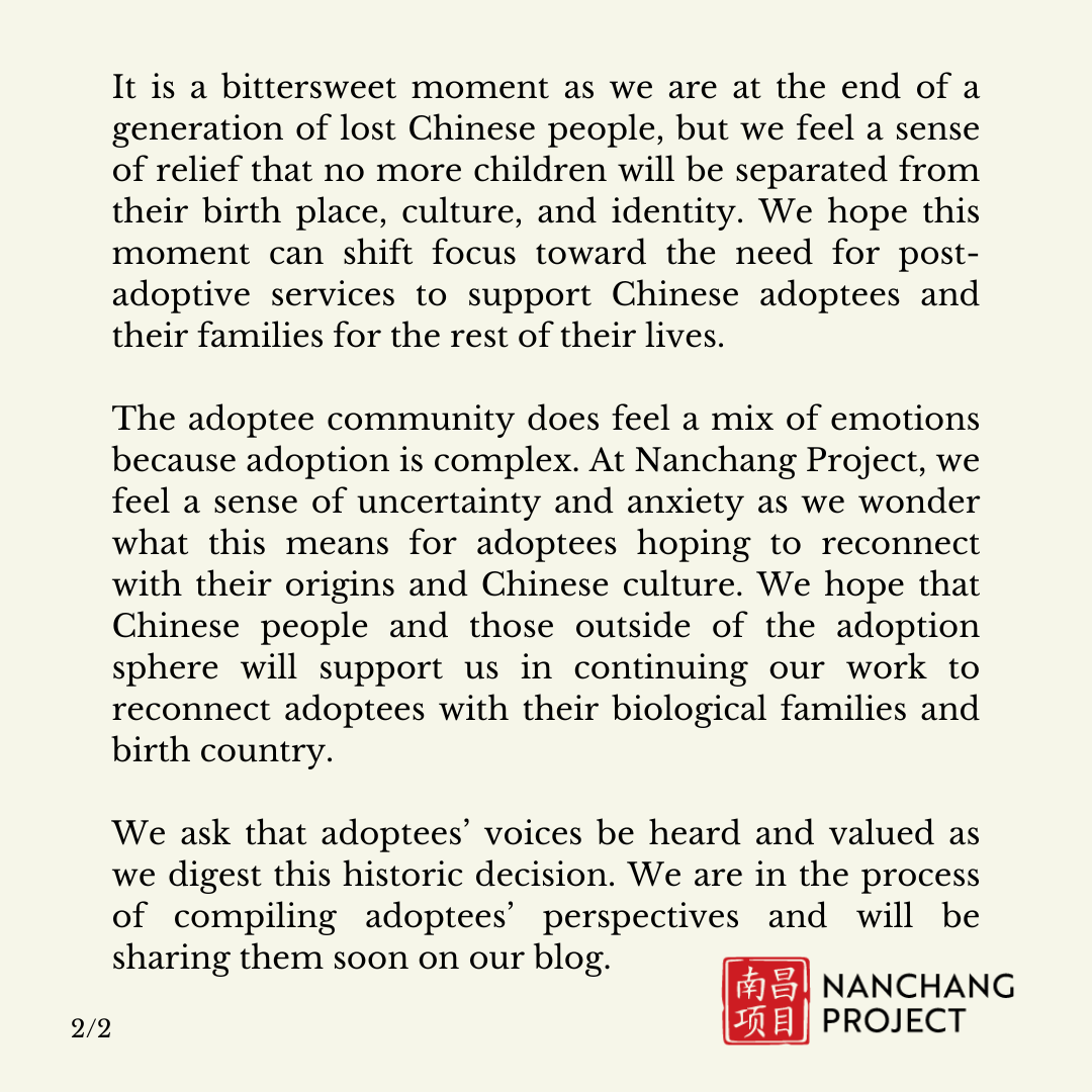 End of an Era: China’s International Adoption Program — Nanchang Project