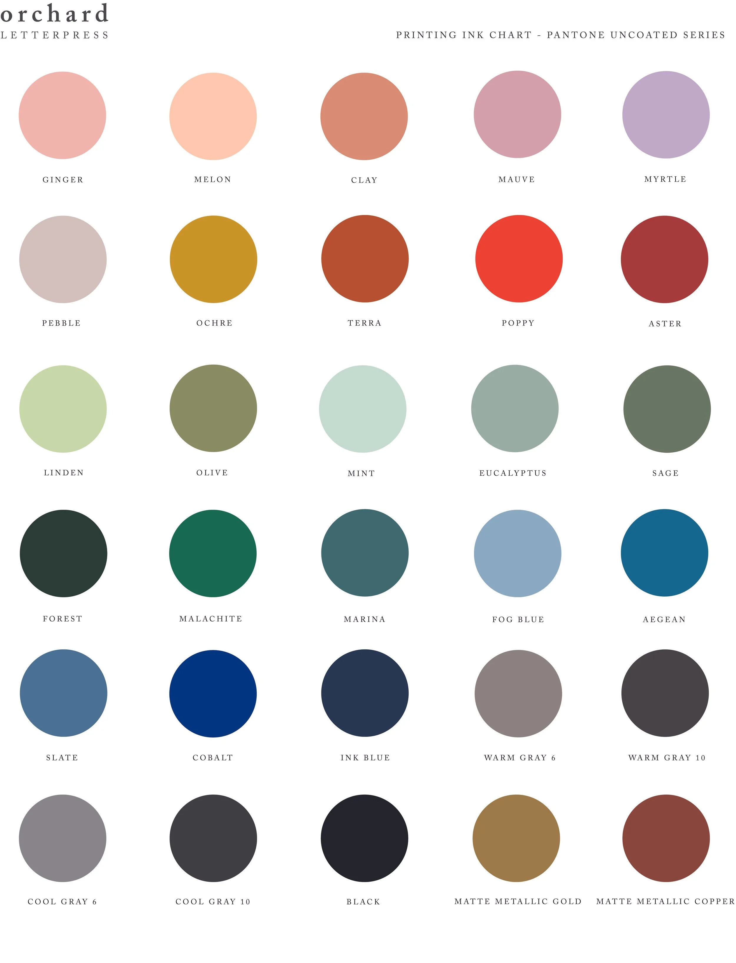 Pantone Ink Color Chart