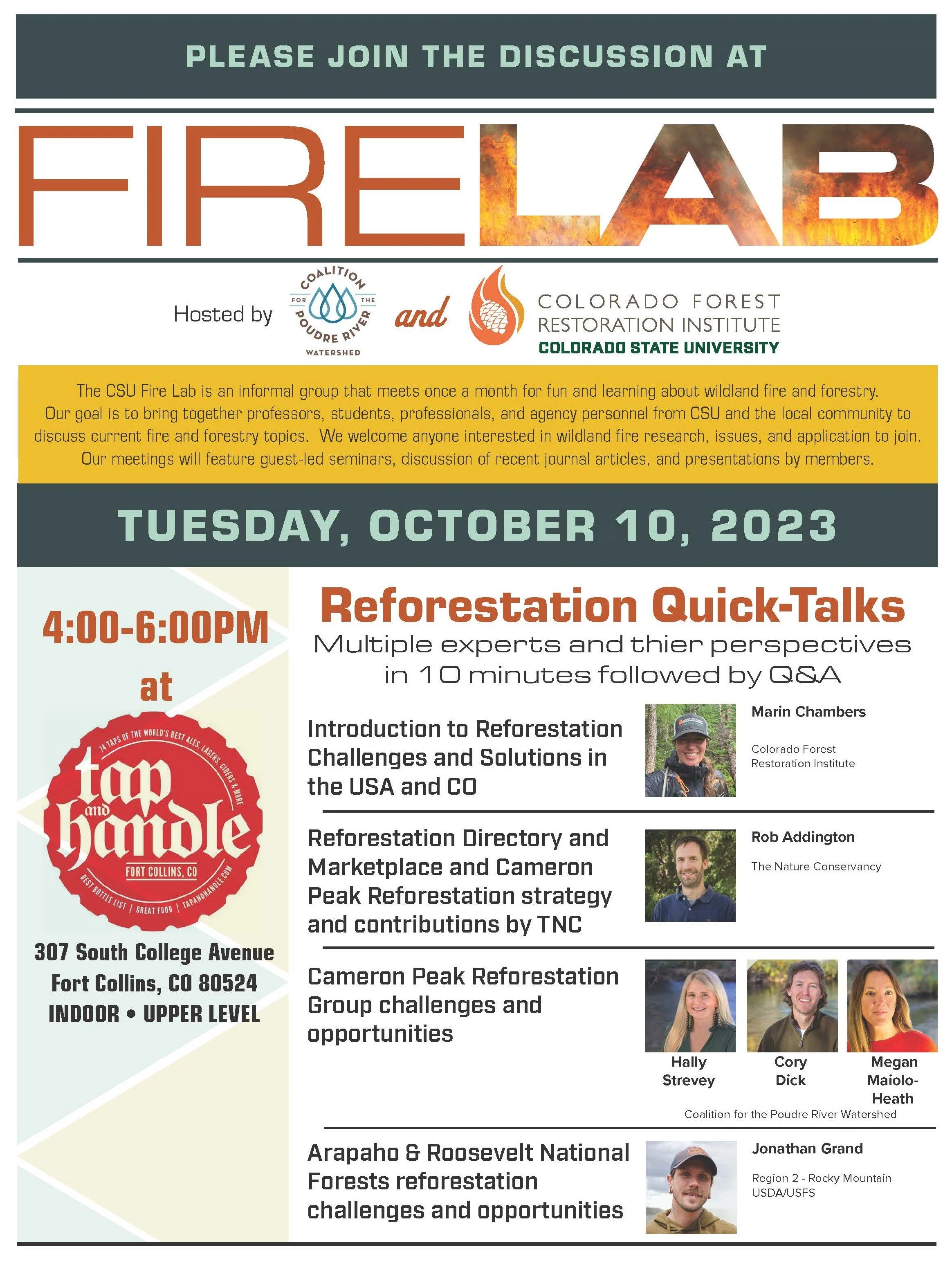 Coalition for the Poudre River Watershed-Firelab: Reforestation Quick-Talks