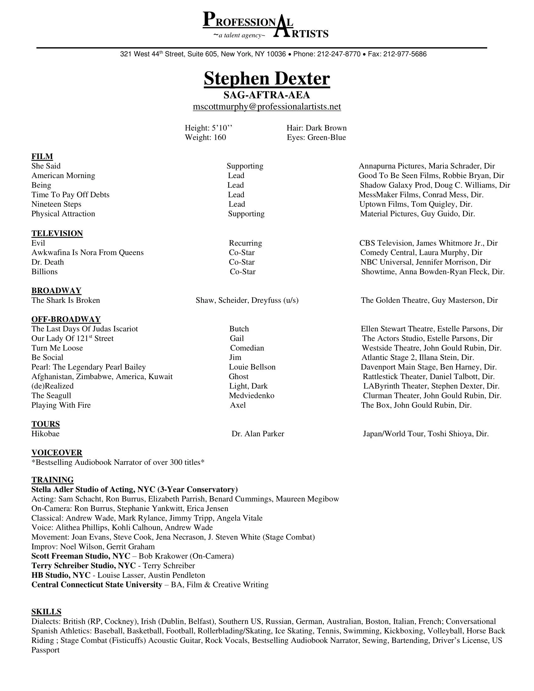 Resumé — Stephen Dexter