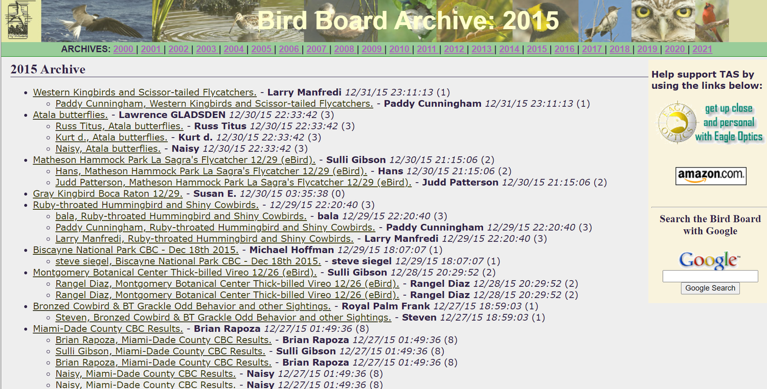 Bird Board Archives — Tropical Audubon Society