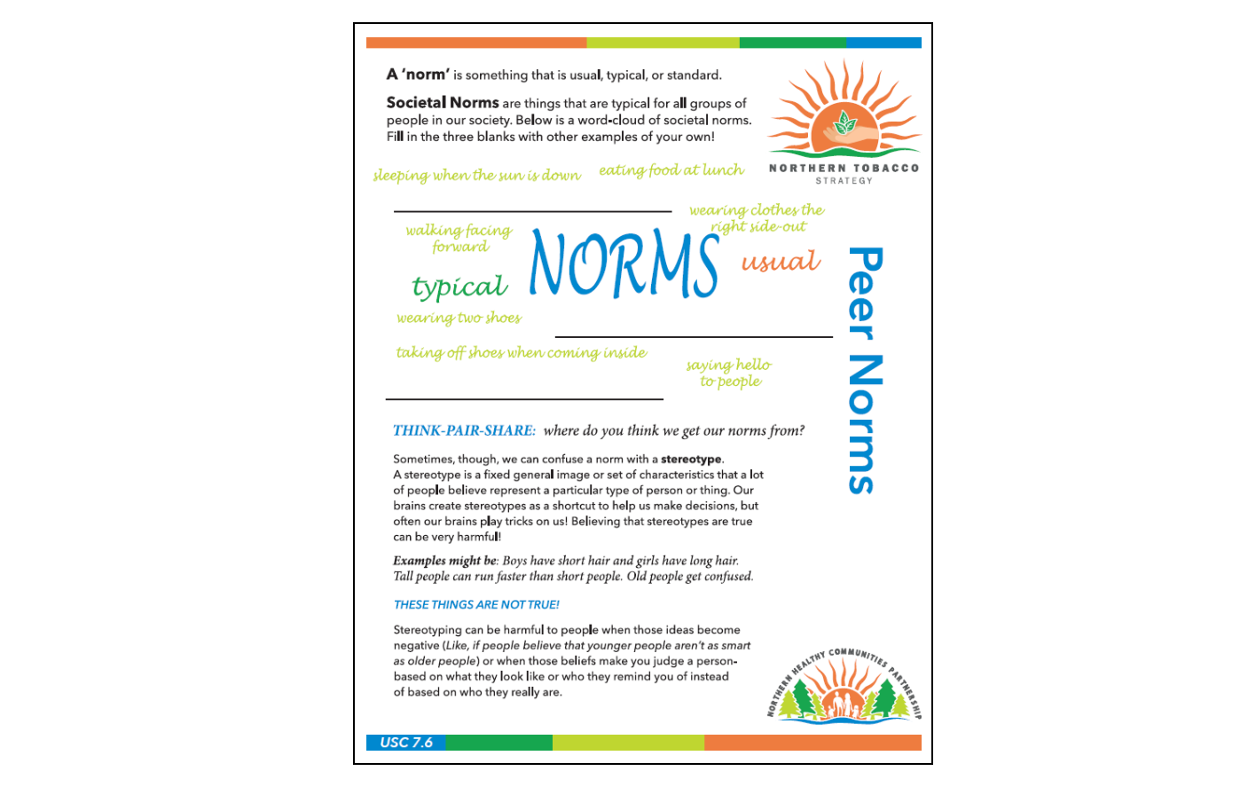 Peer Norms Worksheet Northern Healthy Communities Partnership Peer Norms Worksheet Northern Healthy Communities Partnership