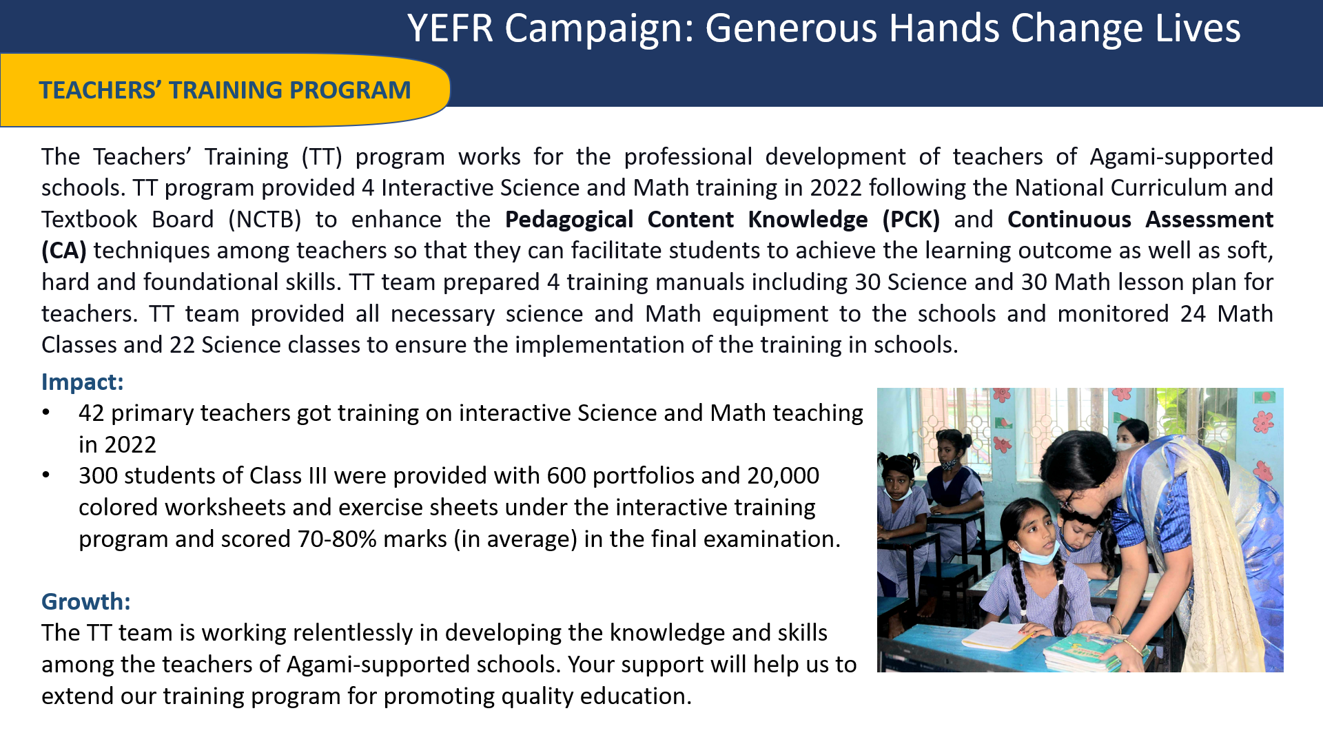 Teachers Training — Agami Inc - Education for Underprivileged Children