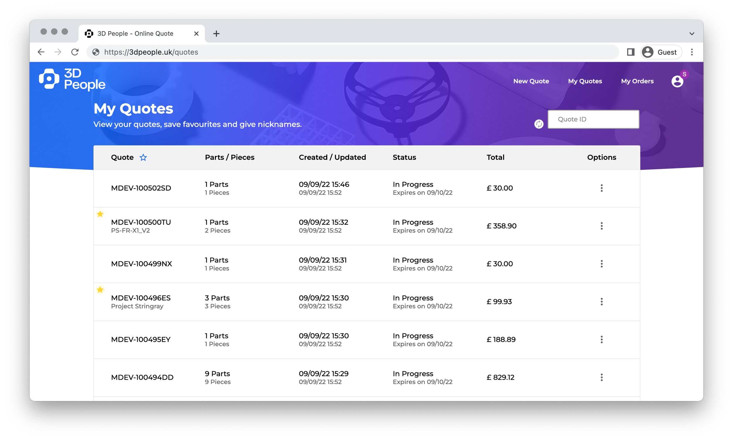 UPDATE: Customer Accounts added to Online Quote App — 3D People UK