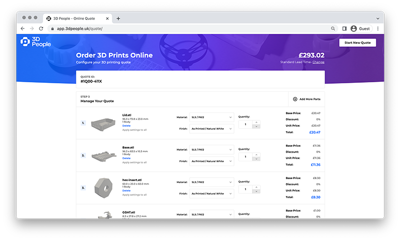 Instant Online Quote — 3D People UK