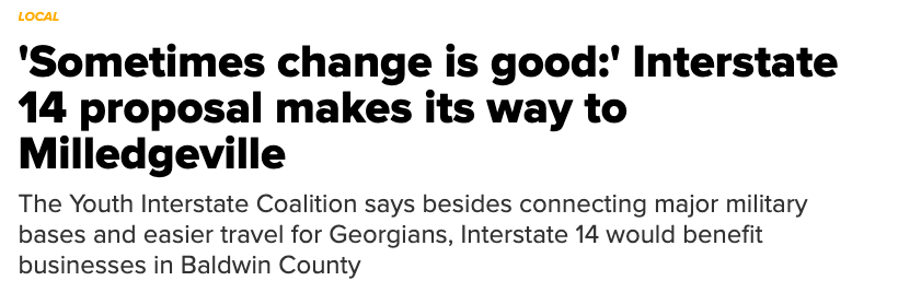 Interstate 14 proposal makes its way to Milledgeville — Chattahoochee ...