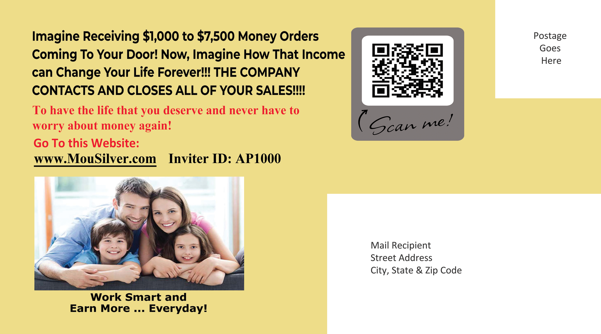 Money Orders Unlimited Silver Print & Mail Postcards — MARKETING ...