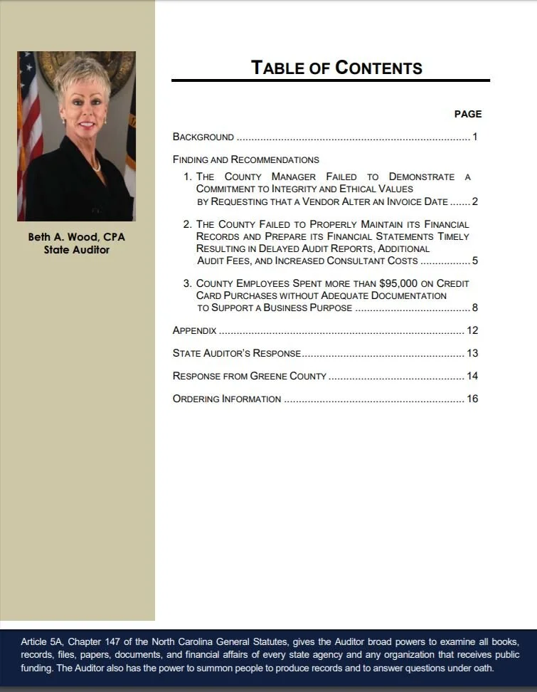 State auditor releases Greene County investigative report — Neuse News