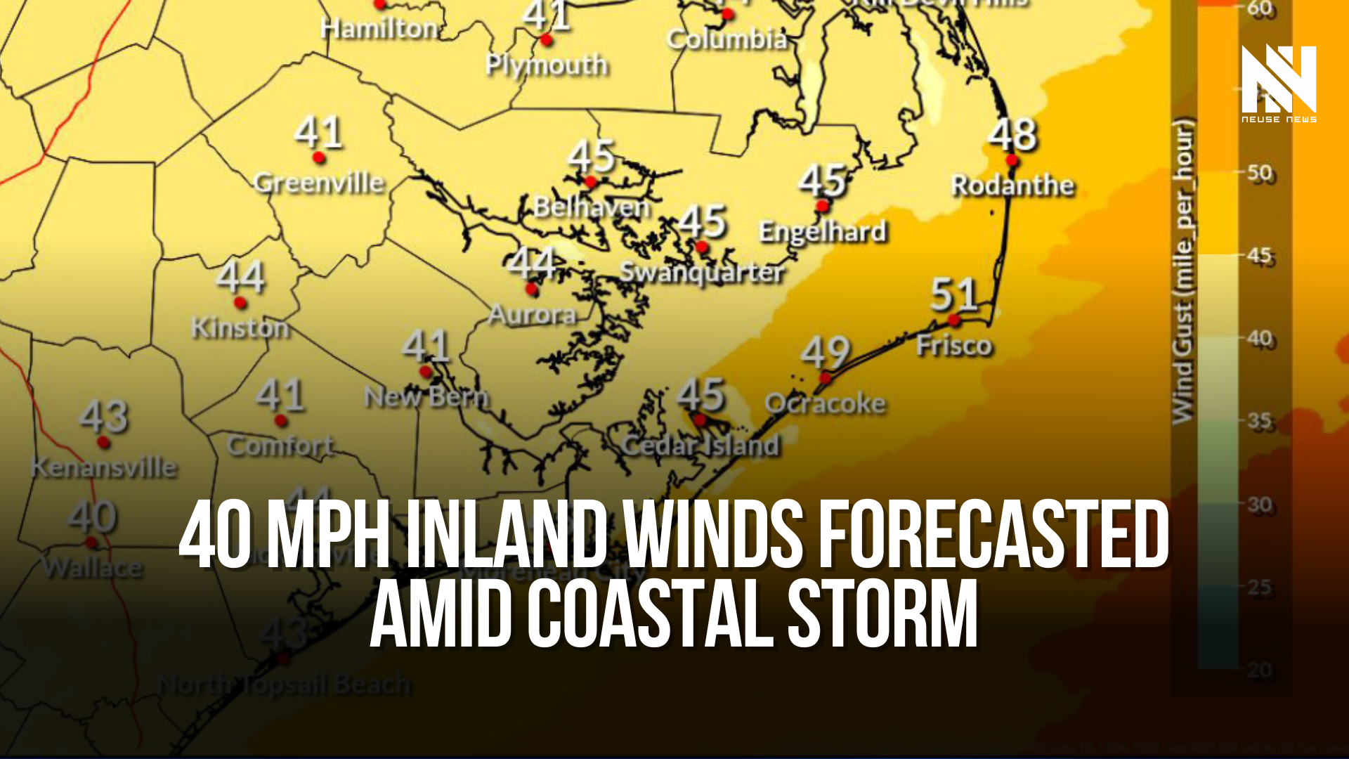 40 MPH inland winds forecasted amid coastal storm — Neuse News