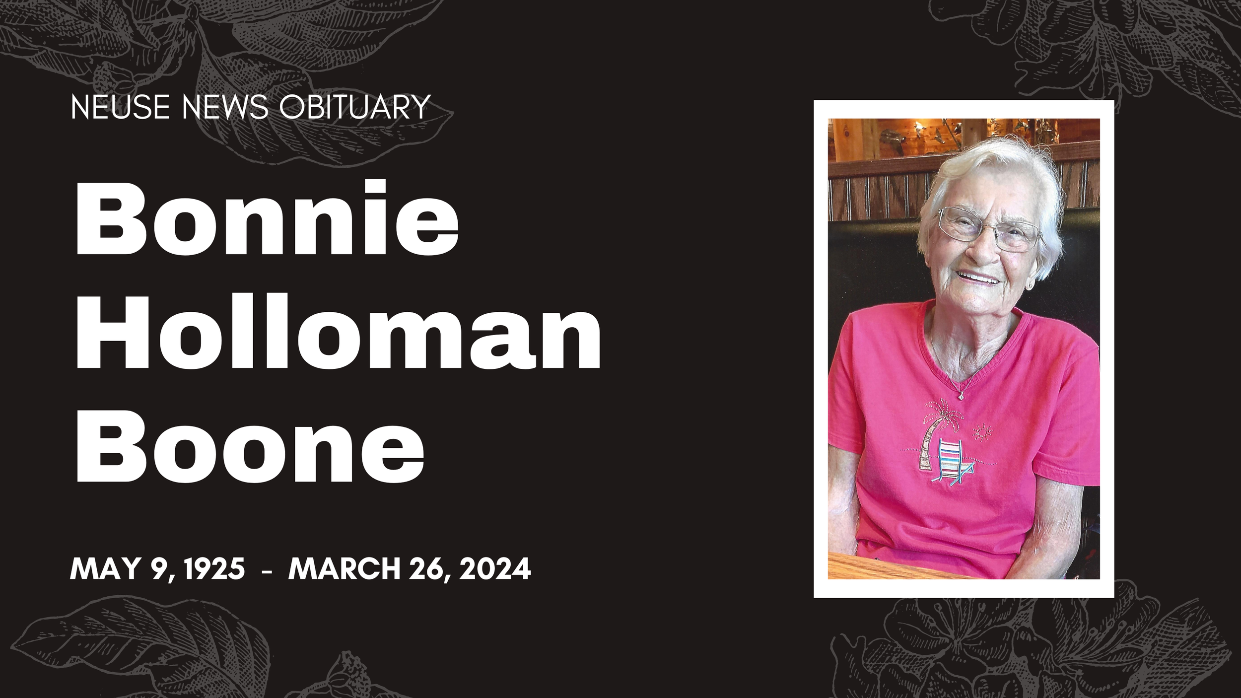 Obituary: Bonnie Holloman Boone — Neuse News