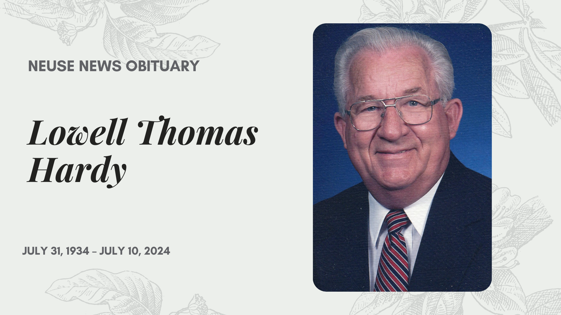 Obituary: Lowell Thomas Hardy — Neuse News
