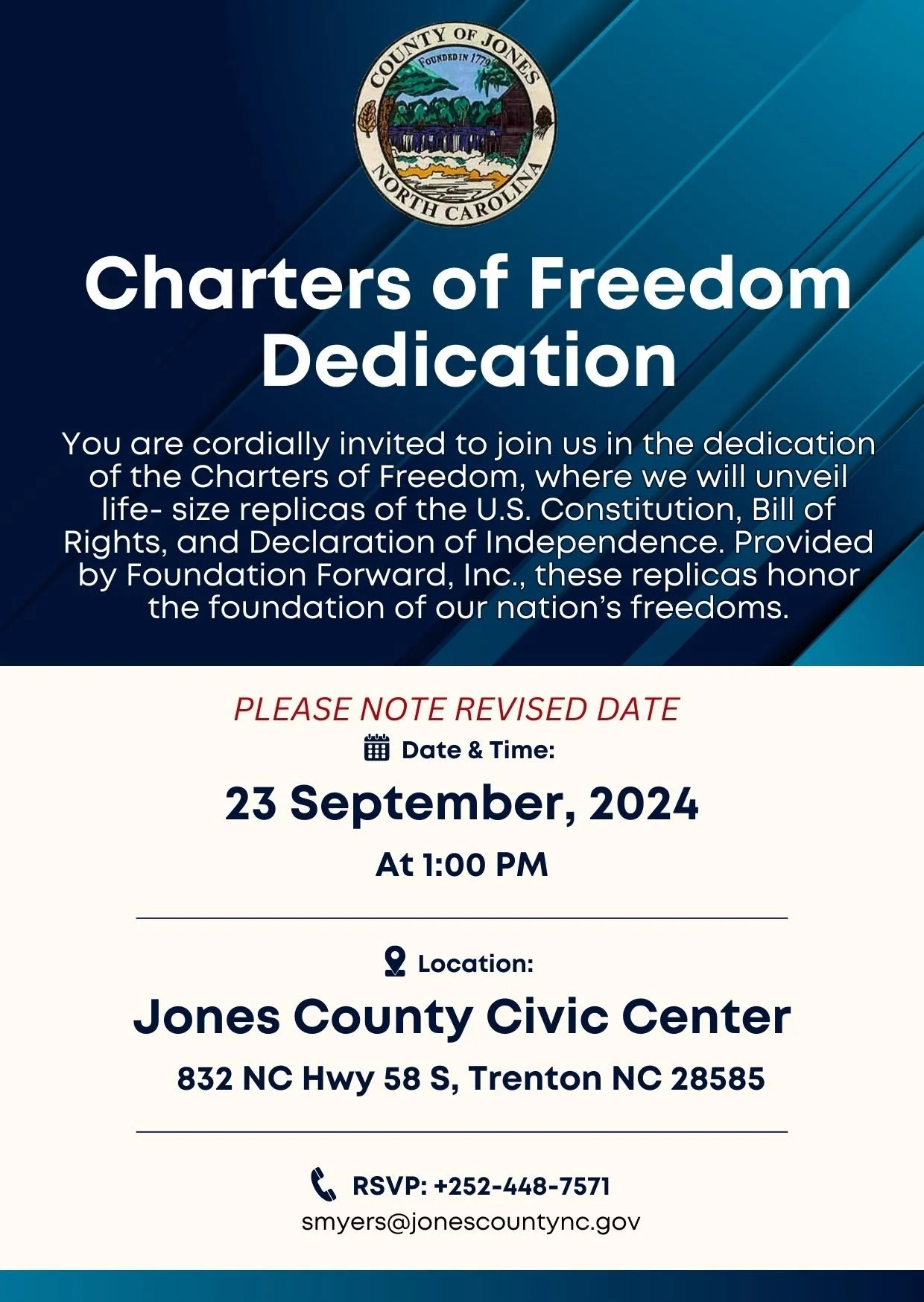 Dedication Ceremony for the Jones County Charters of Freedom Set for ...