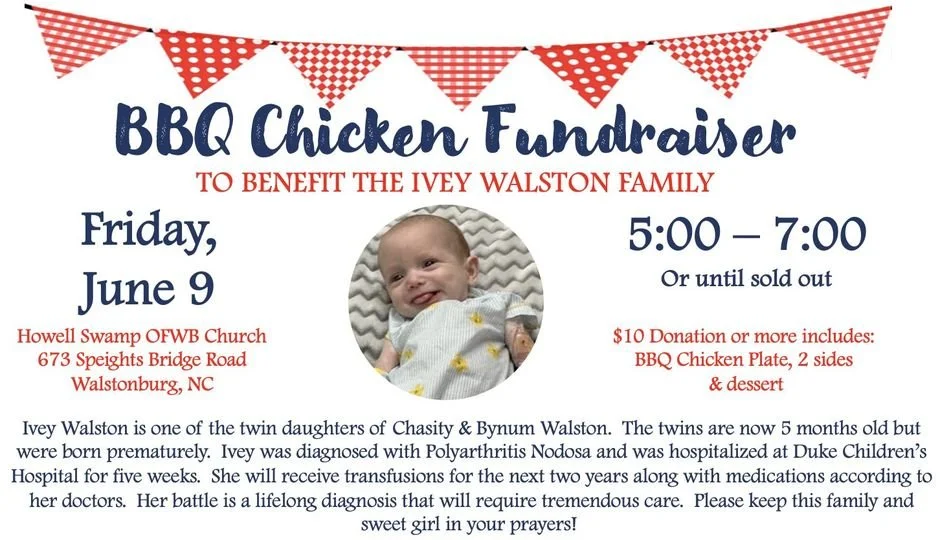 BBQ Chicken Fundraiser for the Ivey Walston Family — Neuse News