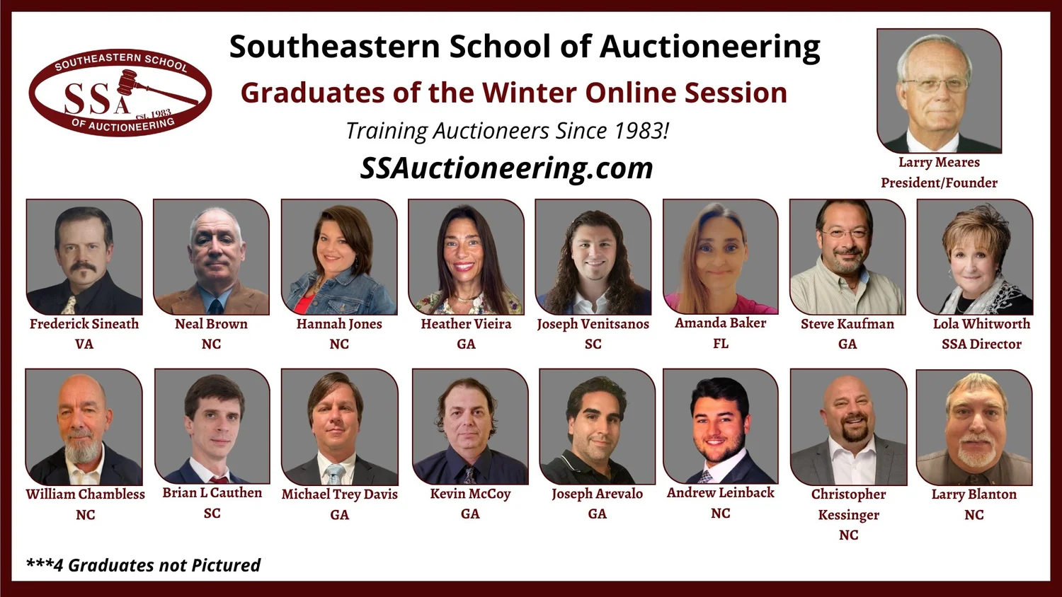 Graduates • Southeastern School of Auctioneering